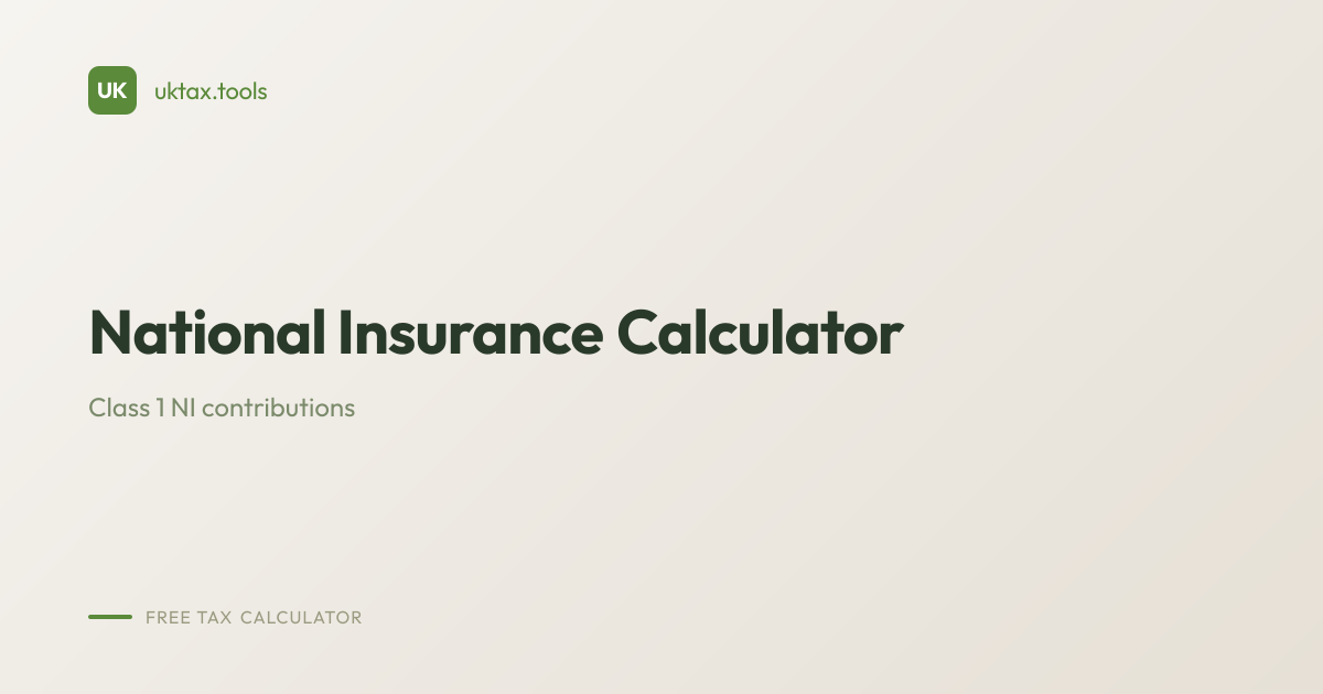 UK National Insurance Calculator 2026/27 | HMRC NI Rates